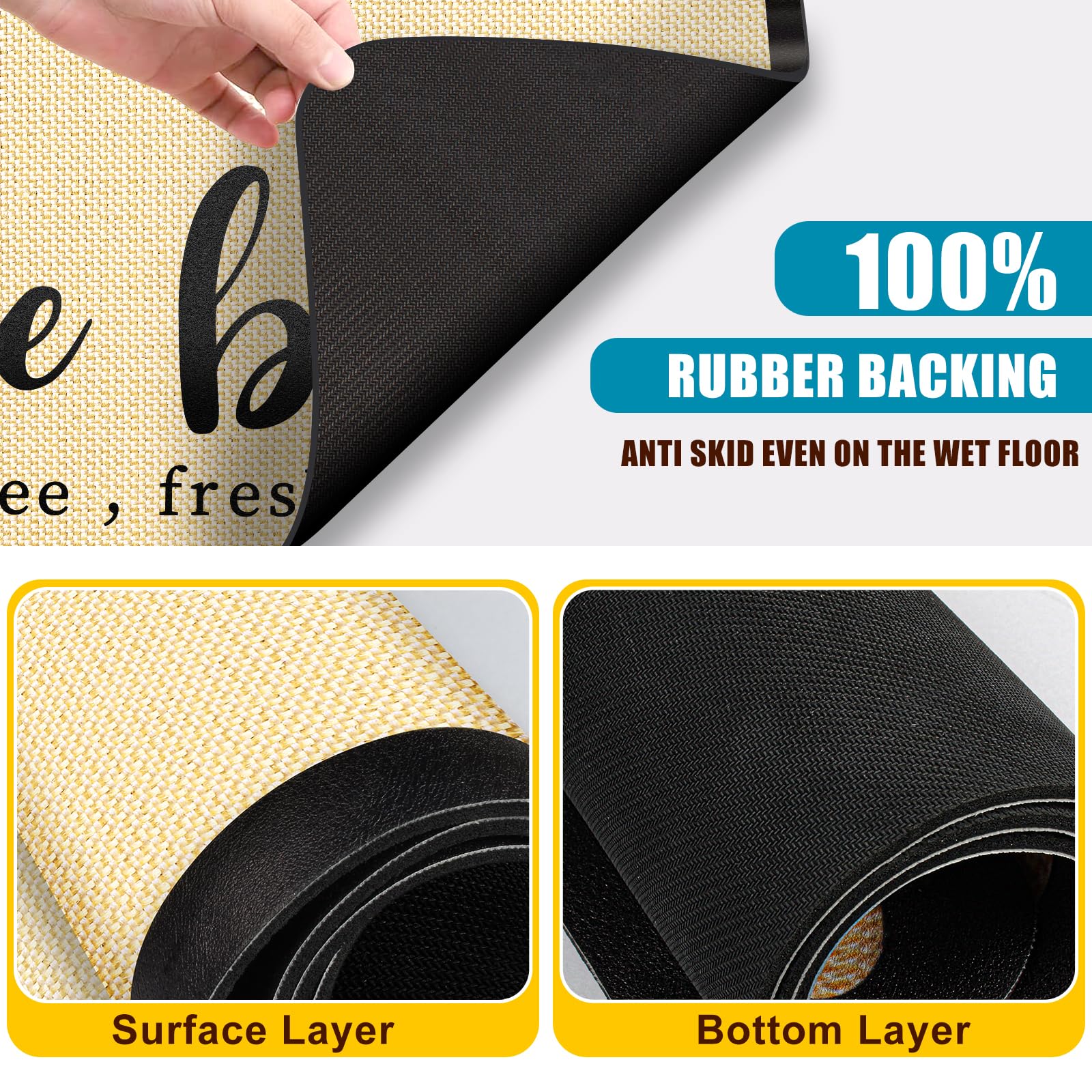FUMAX Coffee Mat, 16”x32” Large Coffee Maker Mat for Countertop, Absorbent & Hide Coffee Stains Coffee Bar Mat, Non-Slip Rubber Backed, Coffee Bar Accessories Fit Under Coffee Maker Machine
