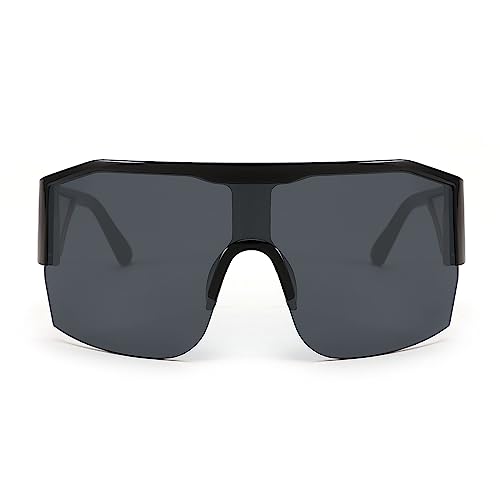 FEISEDY Oversized Square One Piece Frameless Stylish Sunglasses Women Men Luxury Shades B4043