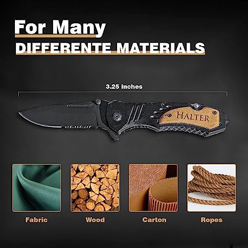 Krezy Case Best Pocket Knife for Dad, Pocket Knife for Daily Use, Engraved Pocket Knife W/Wood Handle and Box for Dad, Fathers Day Idea