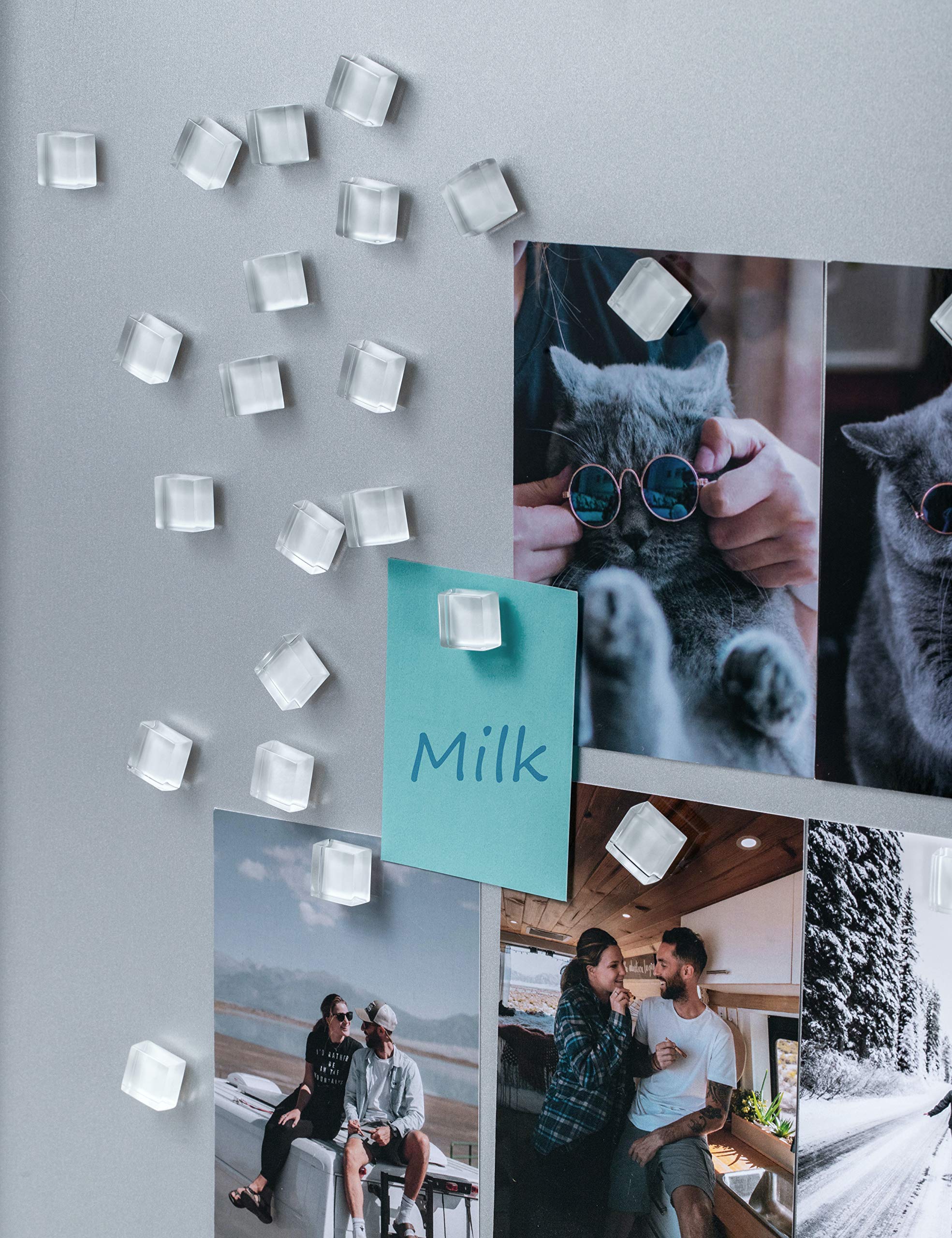Joyzy Refrigerator Magnets Fridge Magnets Cute Glass Magnets for Fridge Decorative Kitchen Office 24 Pack (White)