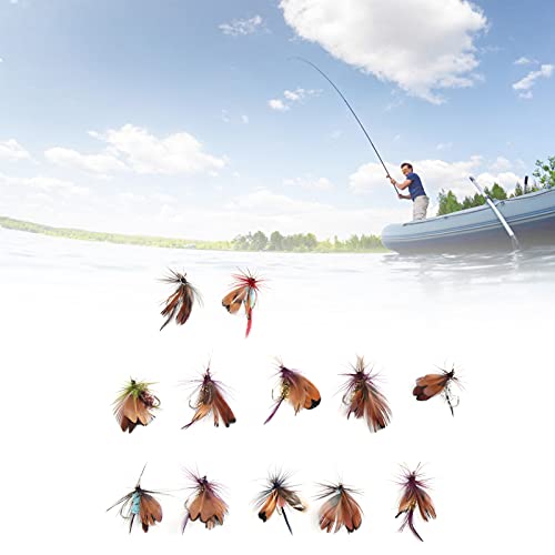 HOLPPO 12 Pcs Fly Fishing Lure,Durable Nylon Fly Lure with Hook,Easy to Carry Exquisite Workmanship Insect Water Surface Flying Bait Fishing Tool