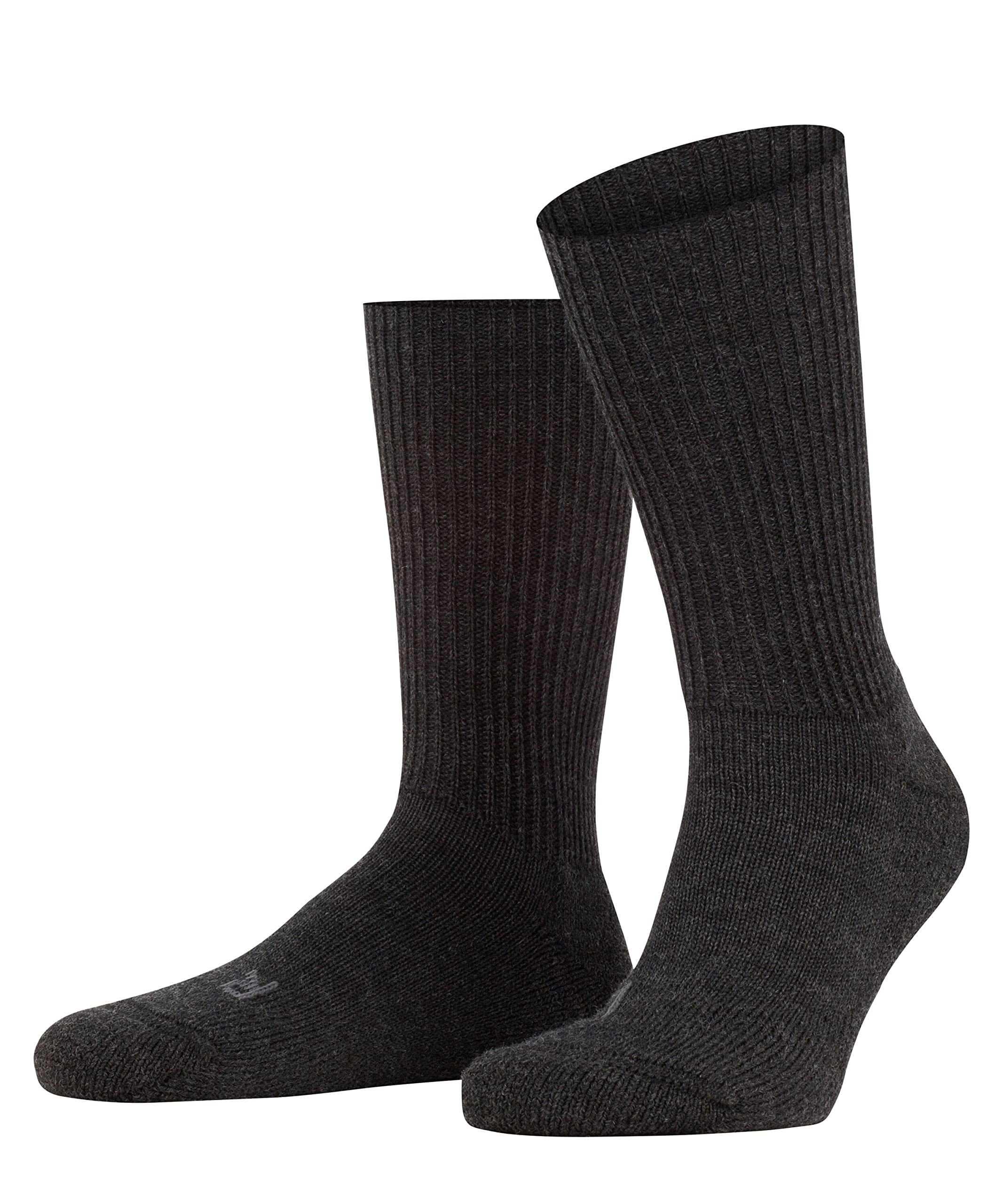FALKE Unisex Walkie Ergo Socks, Crew Length, Thick Sole, Hiking Sock, Breathable, Moisture-Wicking, Merino Wool, Grey (Anthracite Melange 3080), 9-10, 1 Pair