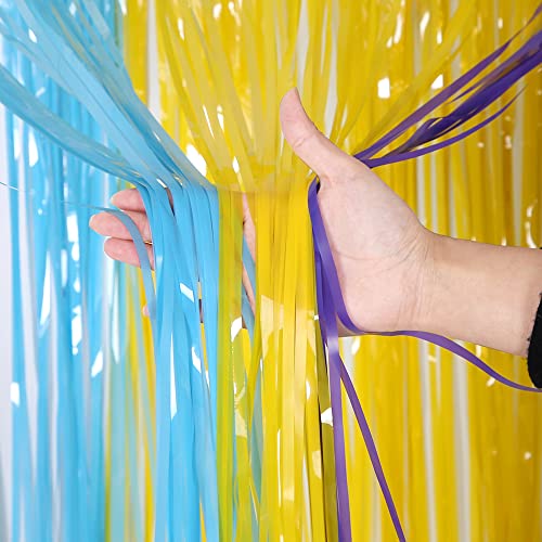 Vanujoy 3pcs Macaron Light Blue Tinsel Foil Fringe Backdrop Curtains 2024 Graduation Party Decoration - Party Door Wall Streamer Photo Backdrop for Birthday Wedding Engagement Bridal Shower Decoration