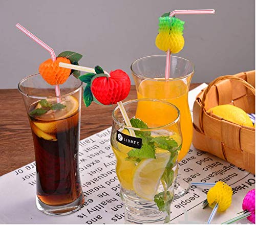 JQYXSS 50 PCS Disposable Cocktail Drinking Straws for Tropical Hawaiian Beach Cocktail Luau Birthday Party Decorations Supplies for Drinkware