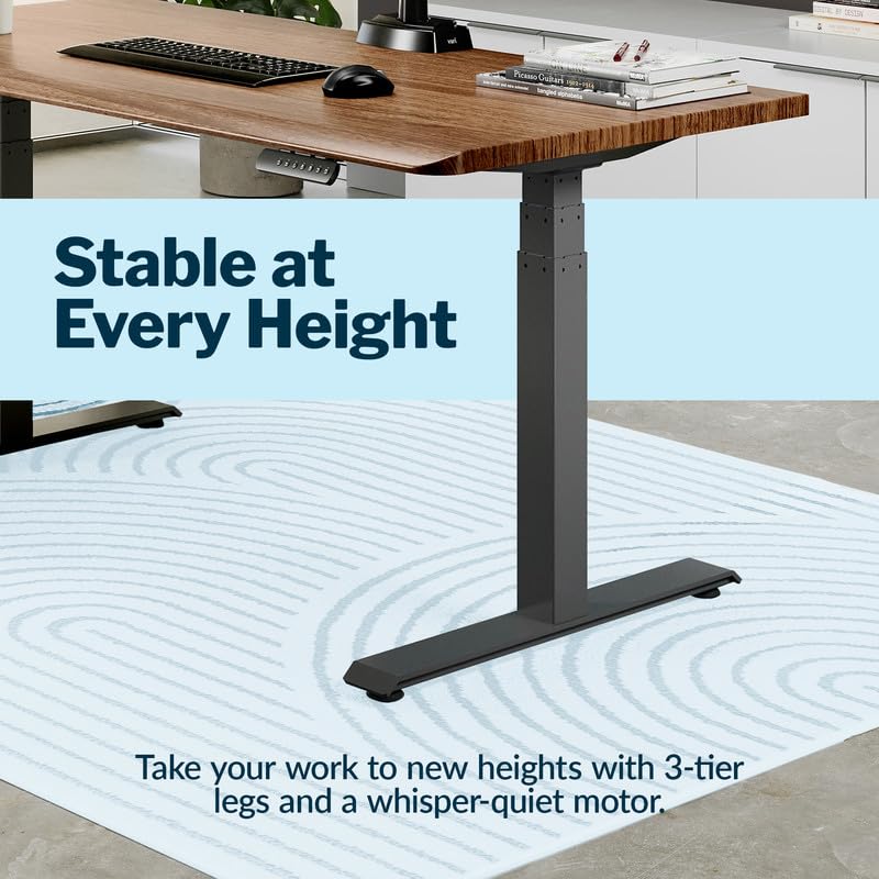 Vari ComfortEdge Electric Height Adjustable Standing Desk - 60x30 Varidesk Sit-Stand Desk for Home Office, Sloped Ergonomic Front Edge, Stable T-Style Legs, Easy Assembly - Walnut - 2 Packages