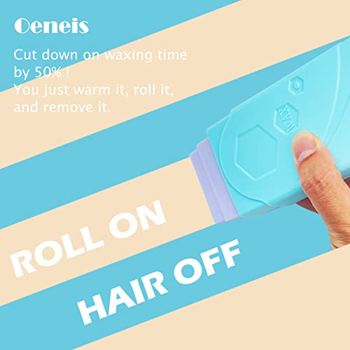 Roll On Wax Kit, at Home Wax Roller for Women, Rolling Wax Hair Removal Kit for Brazilian Wax, Underarms, eyebrows, Waxing kit includes 2 Soft Wax Cartridge & 100 Non-woven Wax Strips (Green)