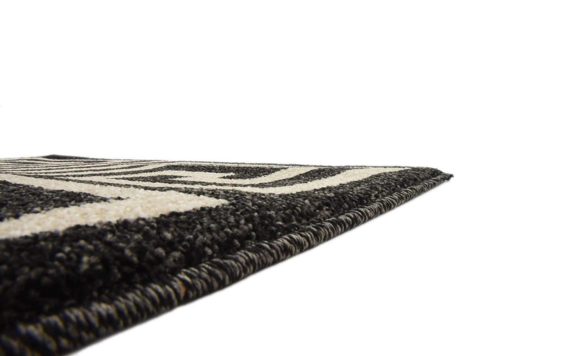 Unique Loom Athens Collection Classic Geometric Modern Border Design Area Rug, 2 ft 7 in x 10 ft, Black/Beige