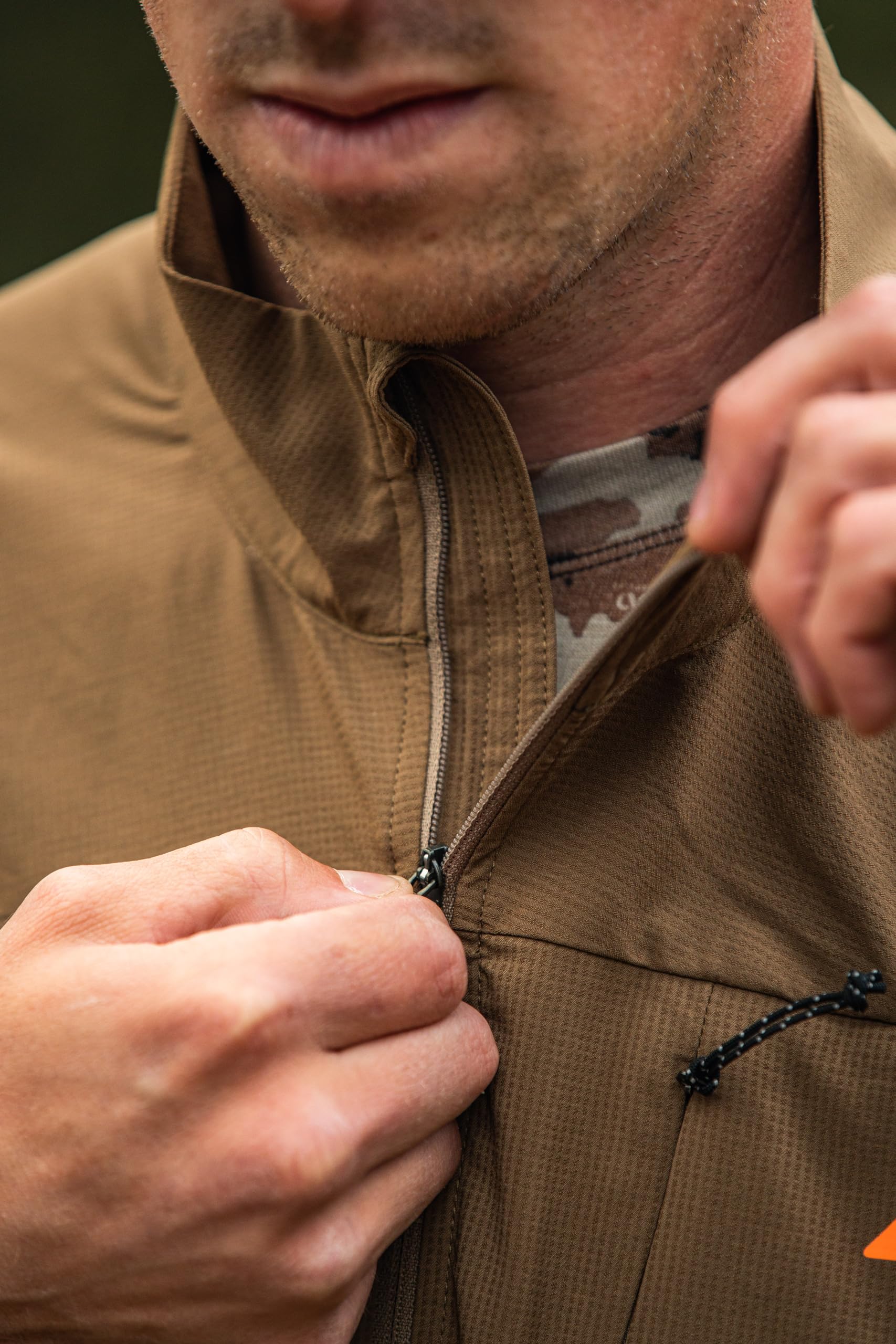 First Lite Men's Ridgeline QZ Pullover - Lightweight Weather Resistant Hunting Midlayer - Dry Earth - X-Large
