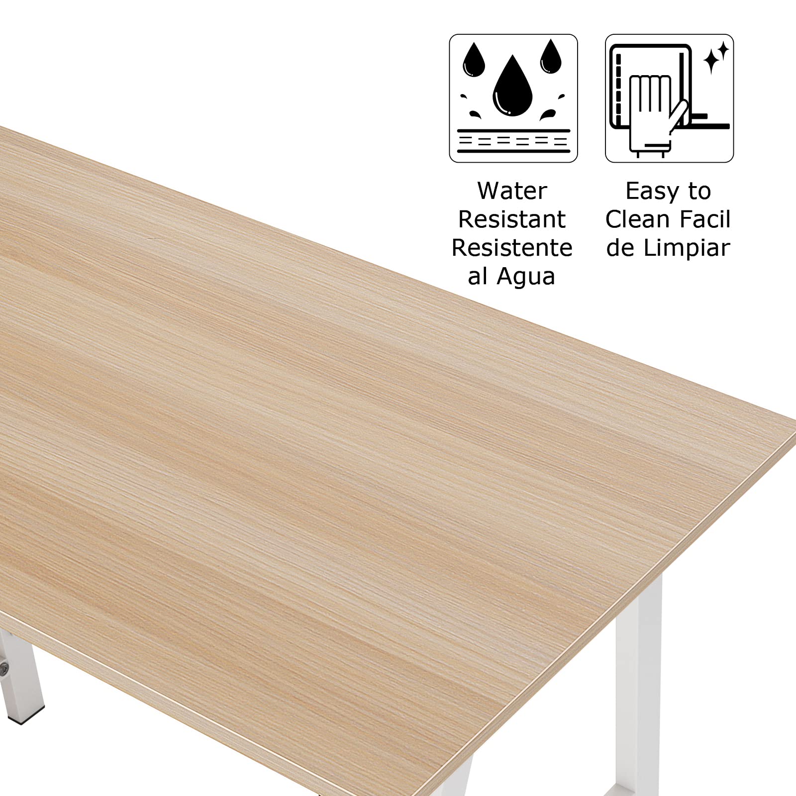 DlandHome 55 Inches Large Computer Desk, Trestle Desk, Home Office Desk/Workstation/Writing Table with Opening Shelves, Maple, TP-140MW