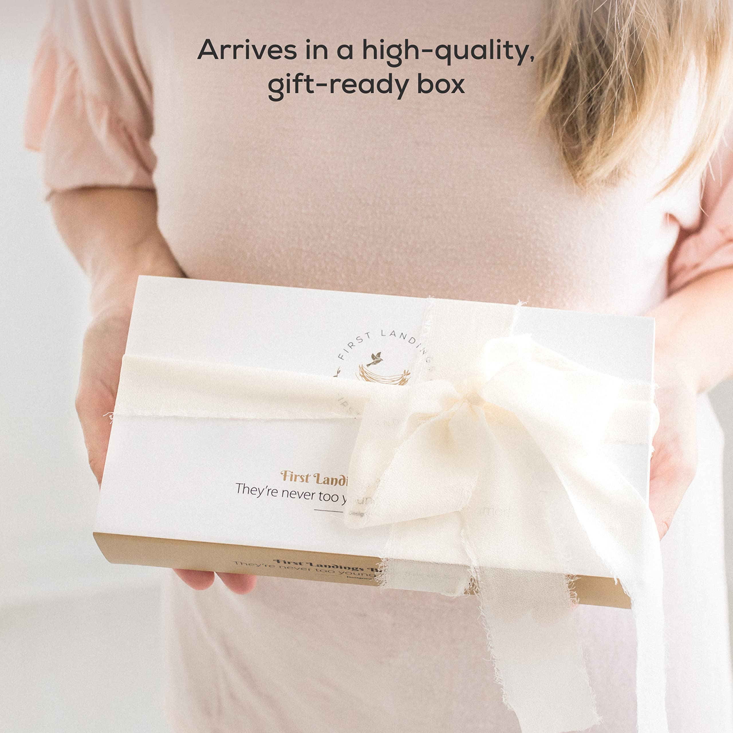 First Landings Baby Socks Gift Set - 6 Pairs of Infant Socks with Adorable Quotes - Ready-to-Gift Packaging - Blues