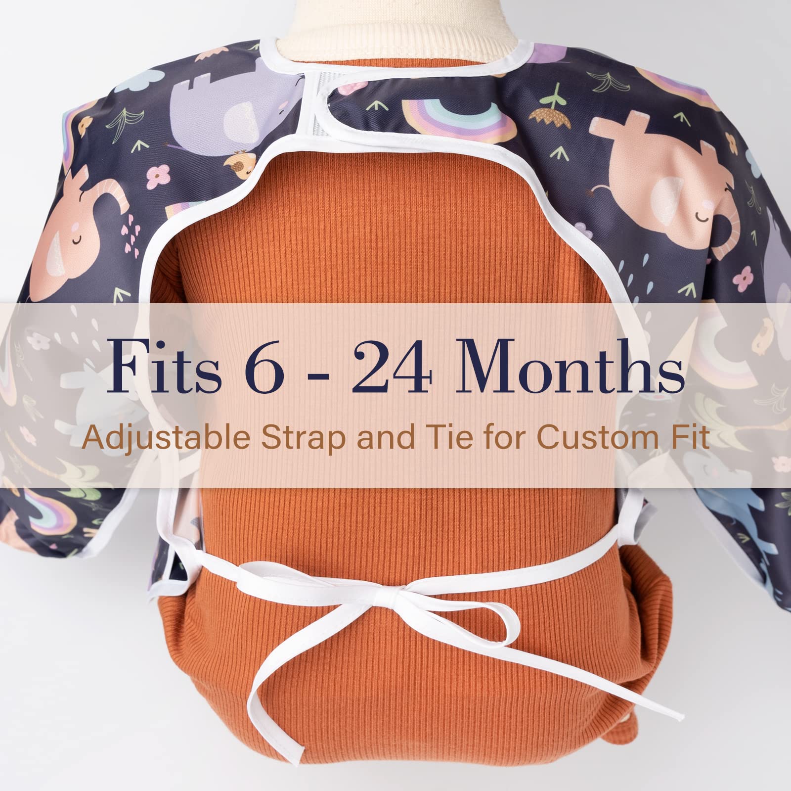 Long Sleeve Bib Shirt, Baby Smock for Eating with Pockets, Full Sleeve Waterproof Bib Apron for Babies Girls Boys Feeding, 3 Pack Sleeved Bib Set