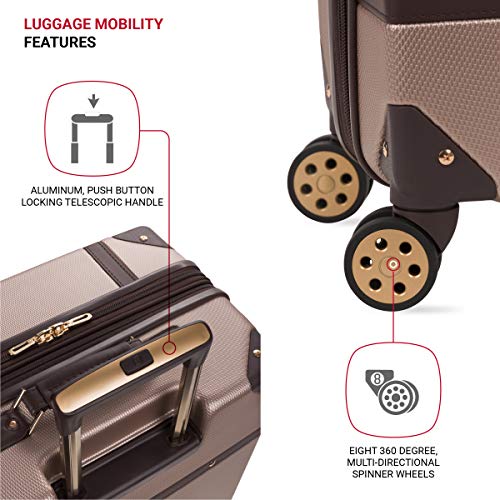 SwissGear 7739 Hardside Luggage Trunk with Spinner Wheels, Blush, Checked-Large 26-Inch