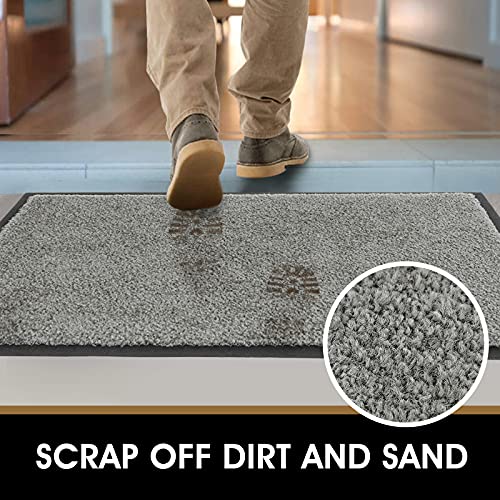 MATALL Home Entrance Door Mats - 29.5βx17β Washable Non-Slip Entryway Mat Inside Outside Welcome Mat for Front Door, Back Door, Patio, House Entry, Grey