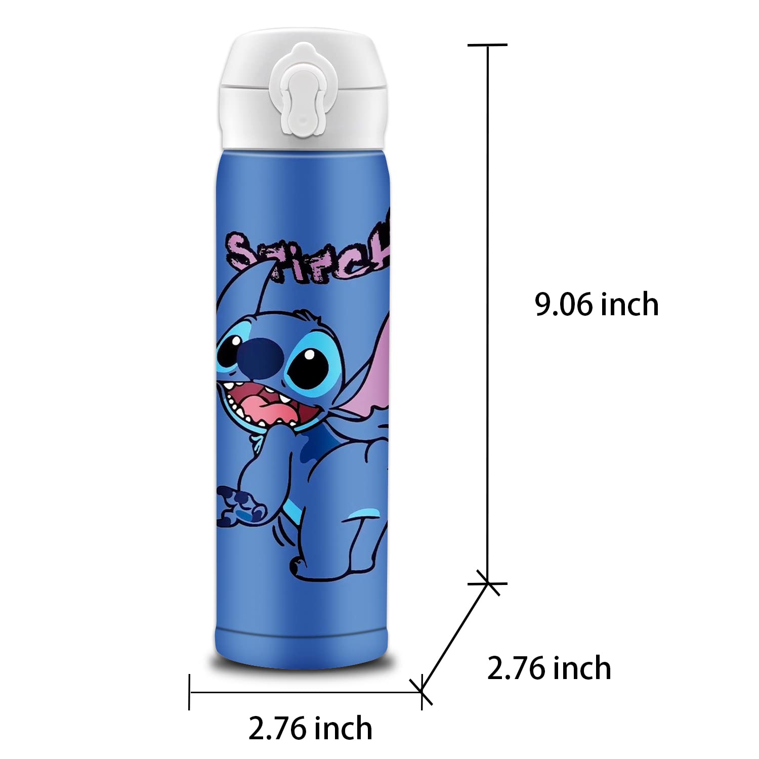 G-Ahora Stitch Water Bottle,Kawaii Cartoon Water Bottle Cup,Reusable Water Bottle for Girl 500ml (B)