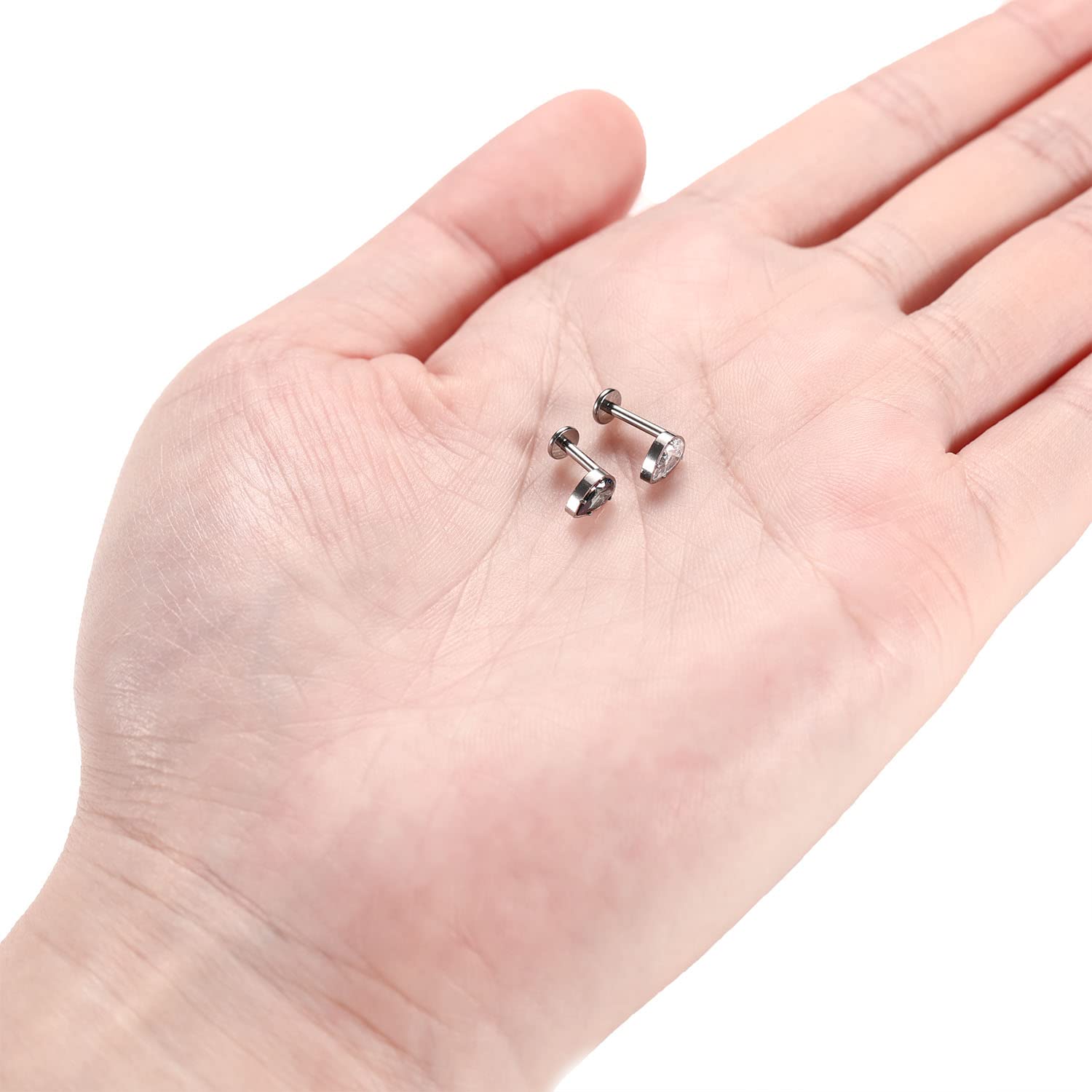 GAGABODY Labret Studs 16g Internally Threaded Labret G23 Titanium Labret Jewelry Silver 16G Monroe Jewelry White Opal Helix Cartilage Tragus Monroe 6mm ABCZ Lip Studs Earring Piercing