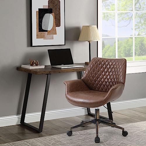 Ermnois Home Office Desk Chair, Fabric Modern Height Adjustable Task Chair with Armrest, Back and Wheels for Living Room Study Room and Bedroom, (New Version 1pc, Brown)