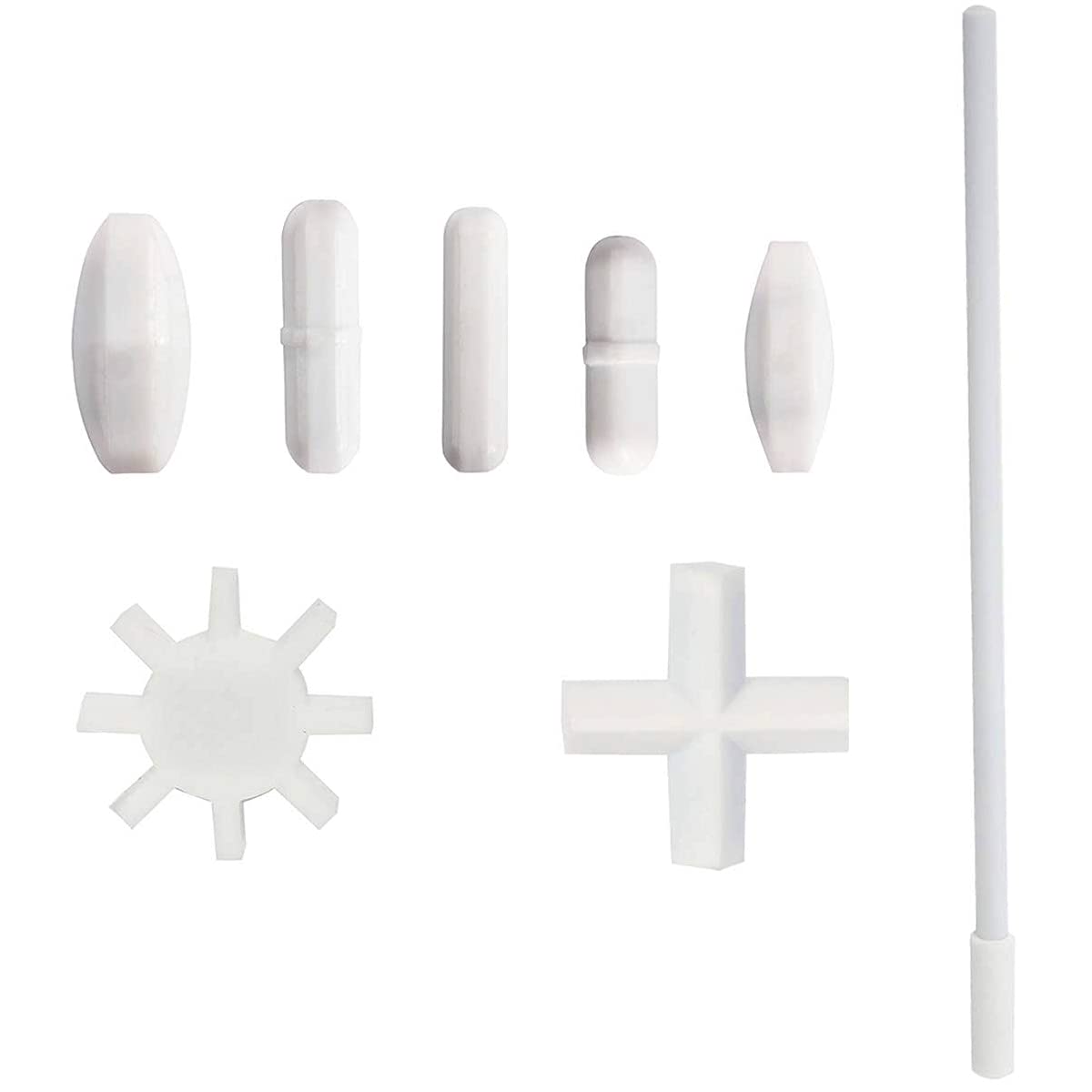 Toolly 7 Shapes Magnetic Stirrer Stir Bars Mixer PTFE Stiring Rod with Magnetic Retriever (8 Pack)