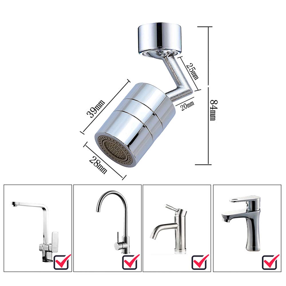 Faucet Aerator, 720° Rotatable Faucet Sprayer Head, Eye Wash Station Faucet Aerator, Universal Splash Filter Faucet, Leakproof Design with Double O-Ring, Durable Copper & ABS