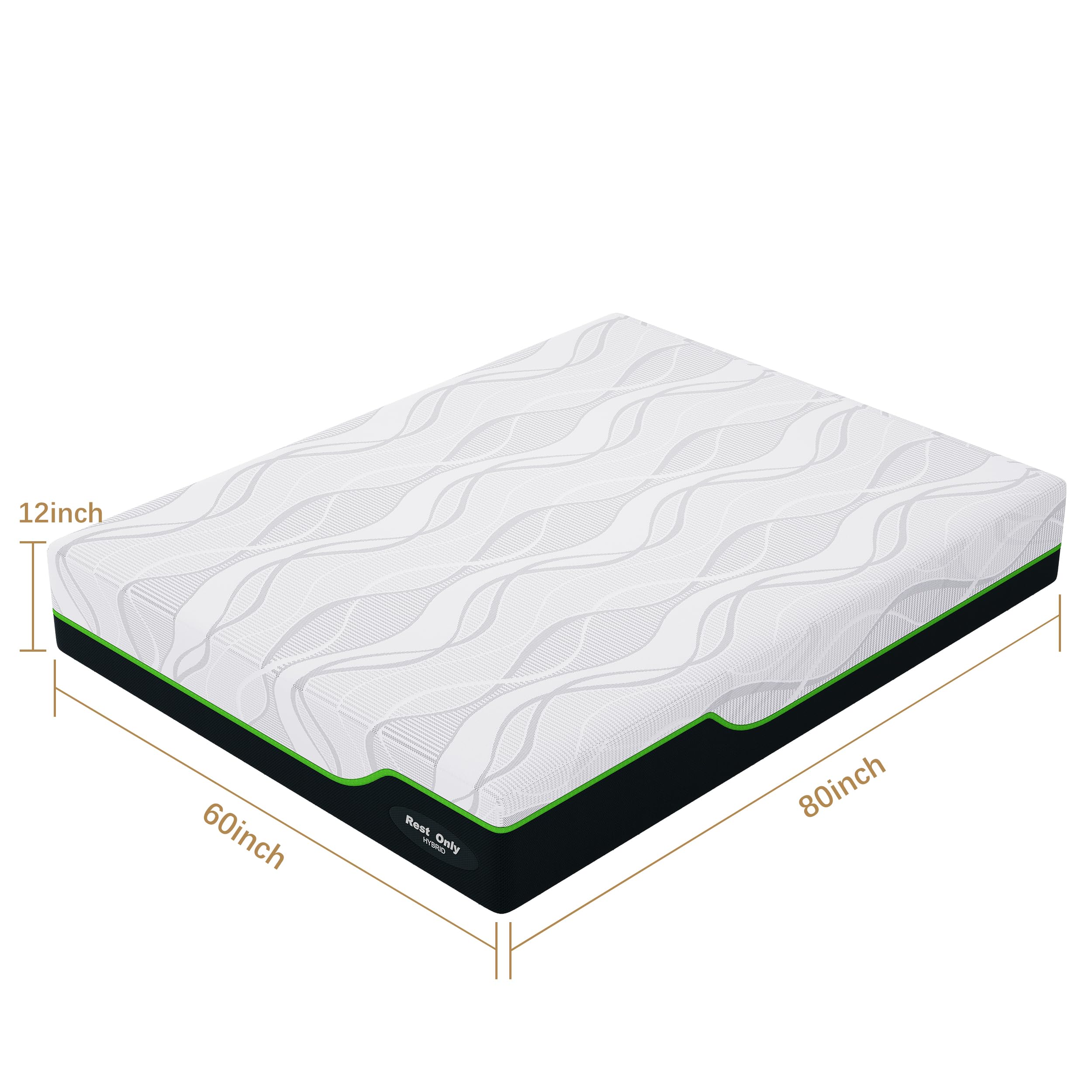 Rest Only Queen Mattress for Pressure Relief, 12 Inches Cooling Gel Memory Foam Hybrid Mattress, Queen Mattress in a Box with Individual Pocket Spring for Motion Isolation, Medium Firm