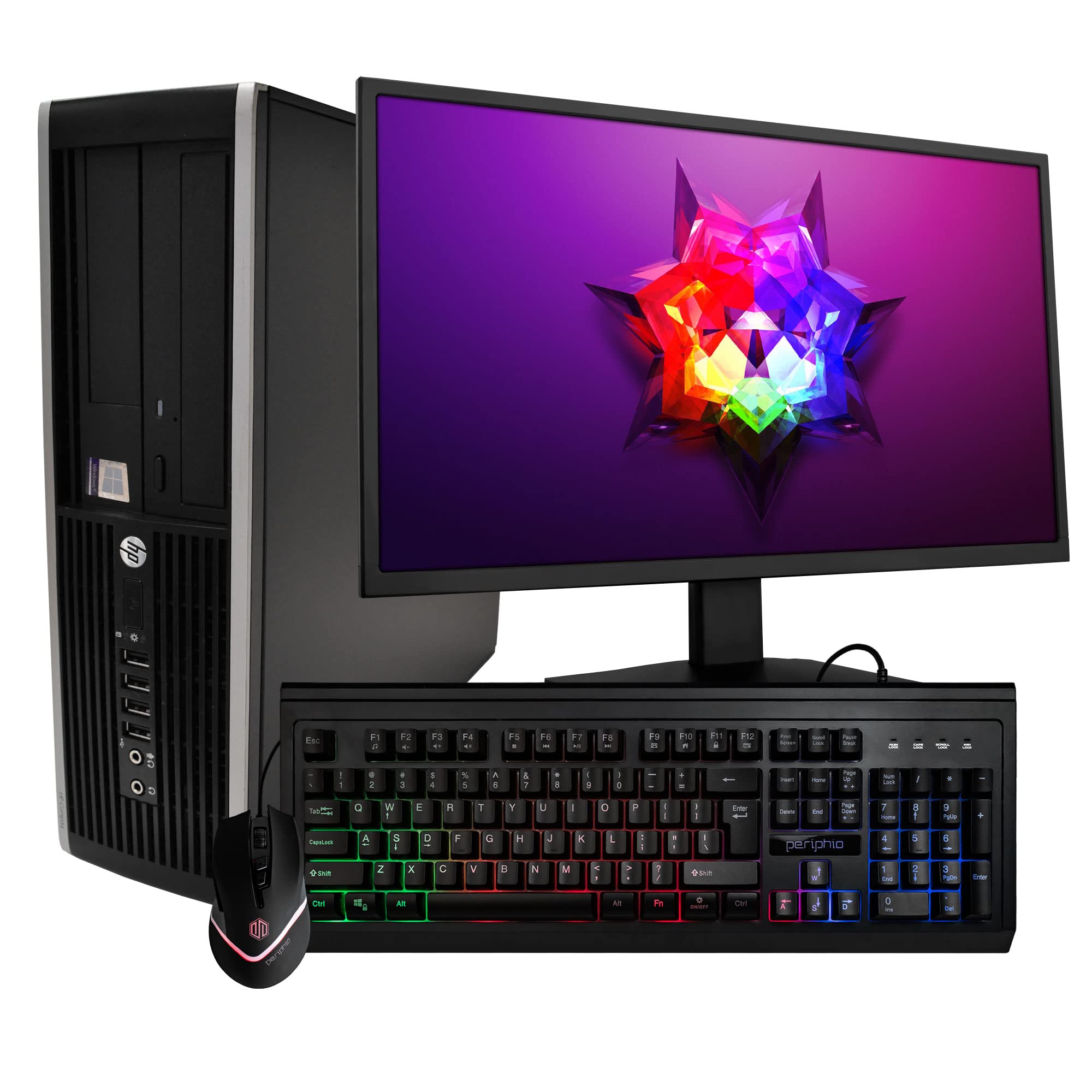 HP EliteDesk 8300 Small Desktop Computer (SFF) | Quad Core Intel i5 (3.20GHz) | 8GB DDR3 RAM | 500GB HDD Hard Disk Drive | Windows 10 Pro | 24in Monitor | RGB Mouse + Keyboard (Renewed)