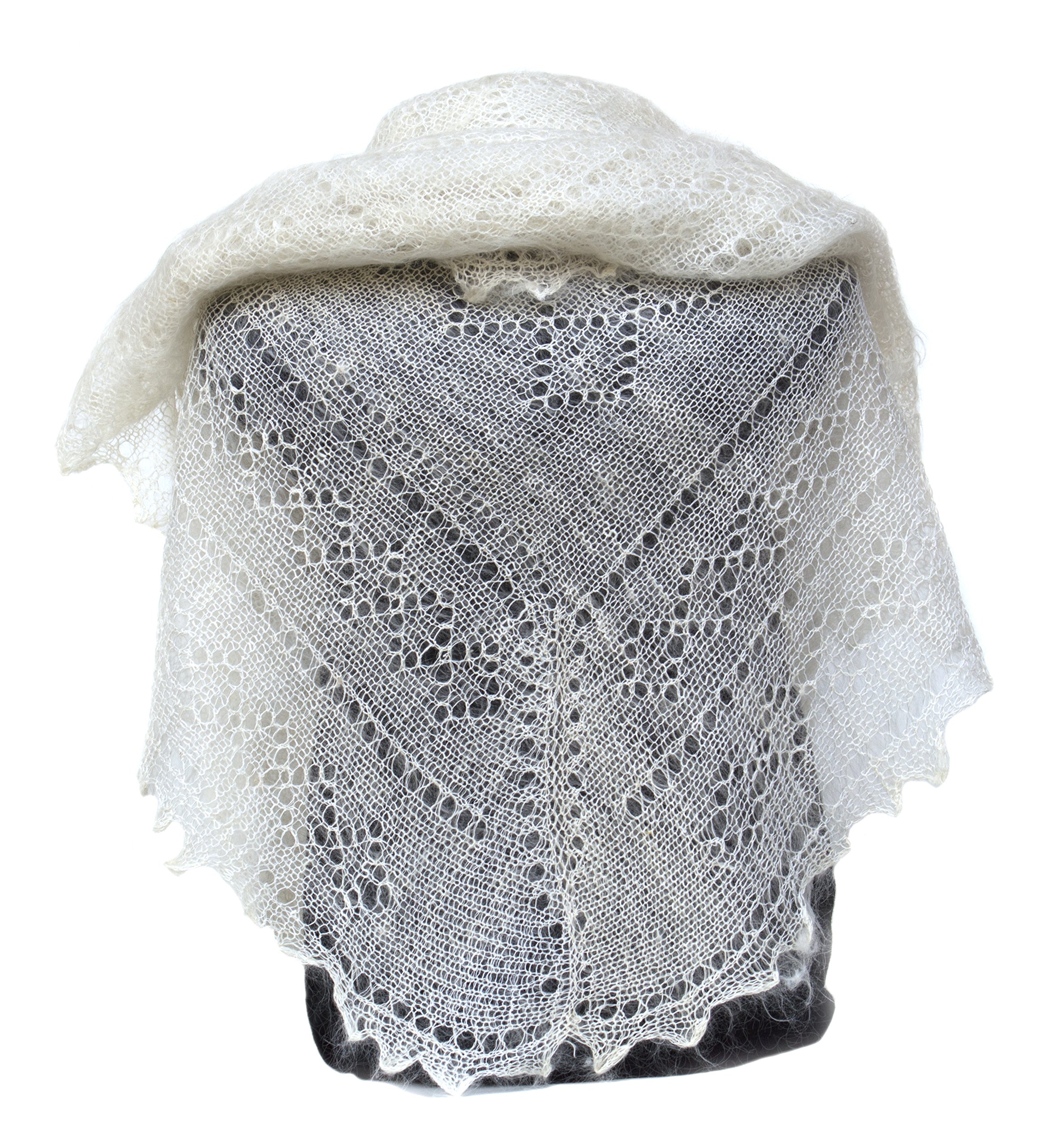 Fedelkea Victorian Lace Bridal Orenburg Crochet Shawl Winter Wedding 47x47 Inch