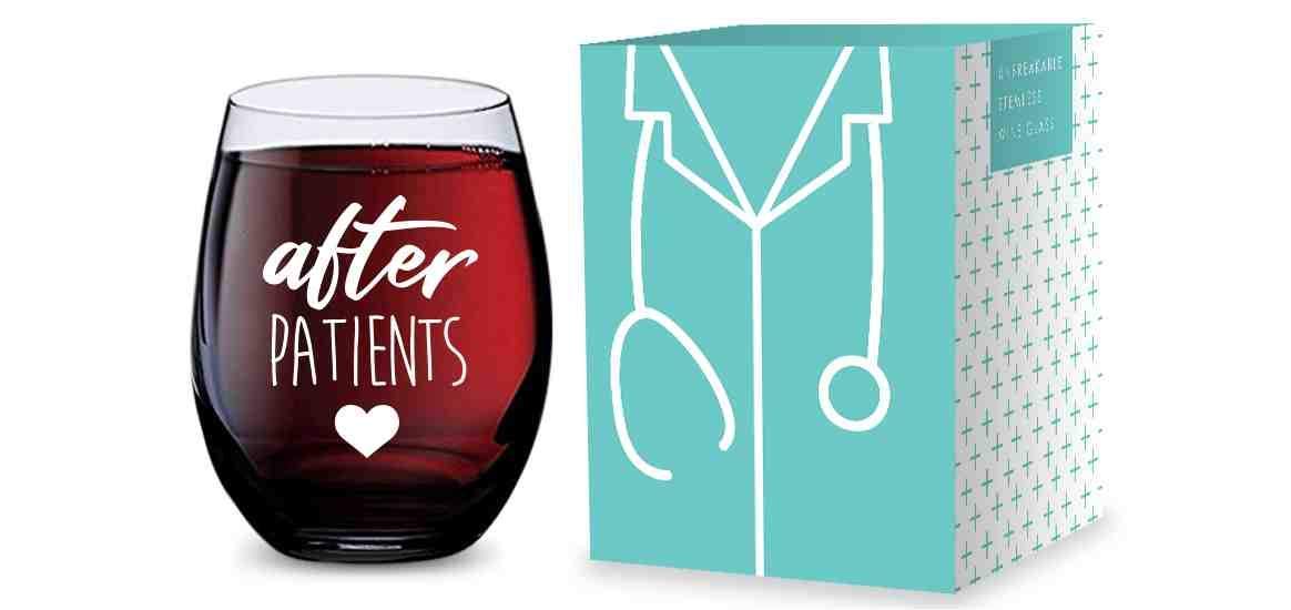 GSM Brands Stemless Wine Glass for Nurses and Doctors (After Patients) Made of Unbreakable Tritan Plastic - 16 ounces