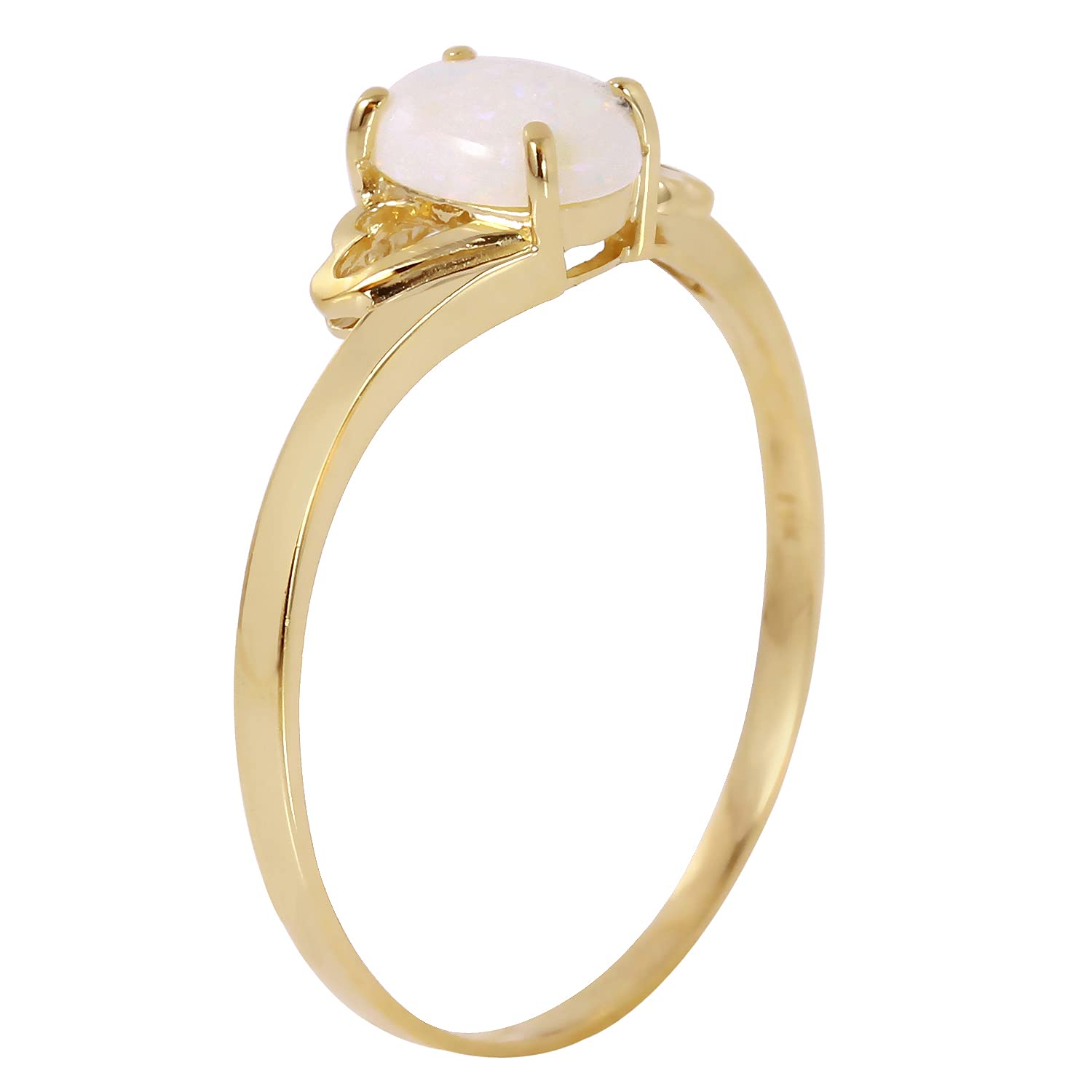 Galaxy Gold GG Size 7.0 14K Solid Yellow Gold Ring With Oval Shape Natural Opal GRADE AAA