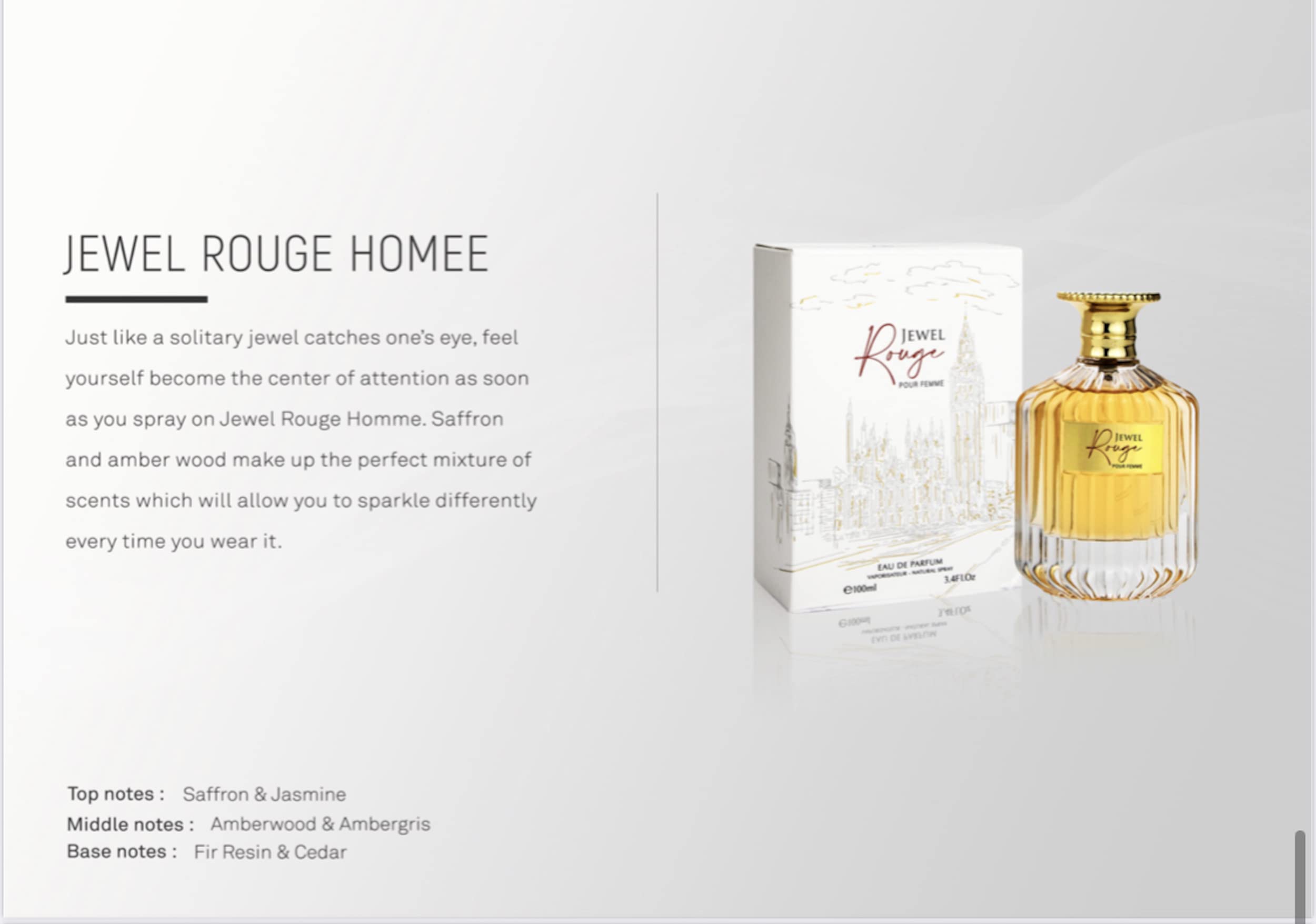 Ether Perfumes JEWEL ROUGE Eau De Parfum 3.4oz EDP Perfume I Impression of Baccarat Rouge 540 I Luxury Niche Perfume Made in UAE I Higher Oil Concentration for Increased Potency & Longevity