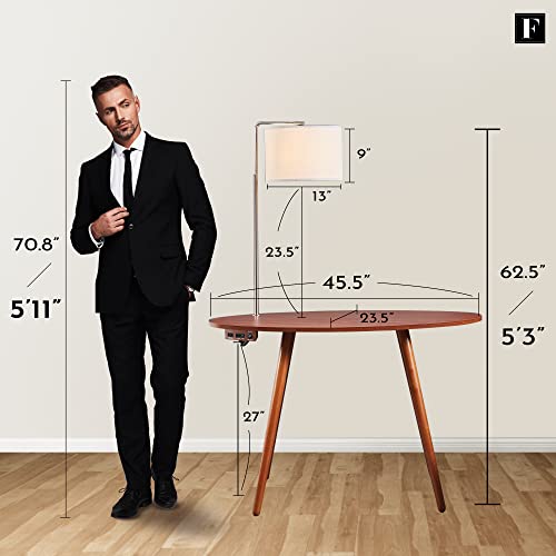 FENLO Future 39" Mid Century Desk for Home Office, Office Desk with USB Charging Station, Mid Century Modern Desk with Wireless Charging, USB, and USB-C Ports, Walnut