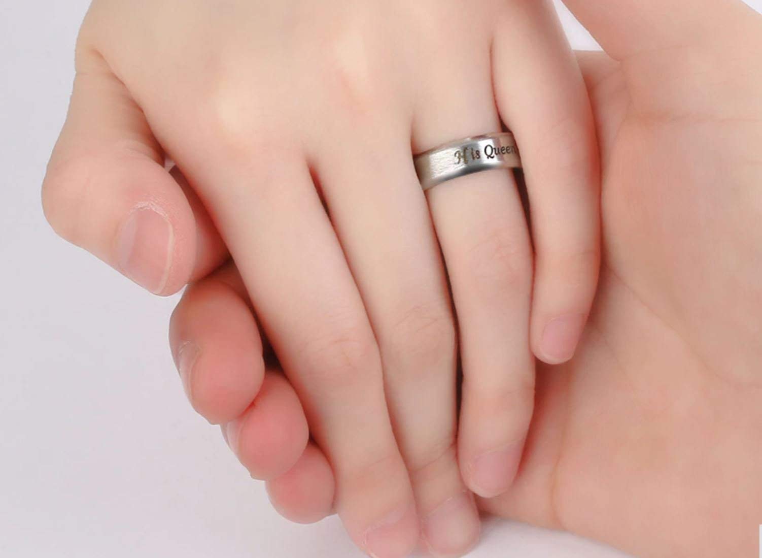 Ginger Lyne Collection Her King Black or His Queen Stainless Steel Matching Wedding Band Ring