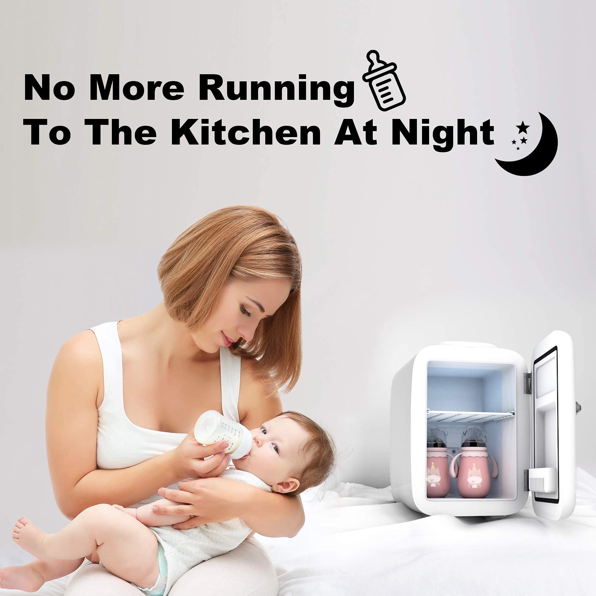 EDELWEISS Skincare Fridge, Mini Fridge for Bedroom, Makeup Refrigerator, Tiny Cosmetic Beauty Fridge, Desk Fridge for Office, Small Breastmilk Fridge, Portable Design with Handle, 4 Liter/6 Can