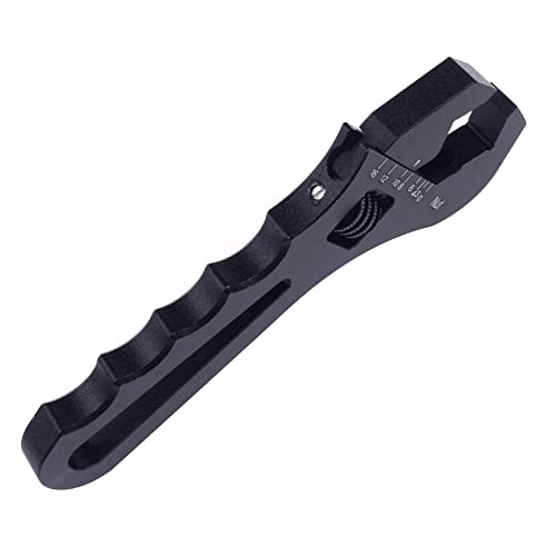SYKRSS An Fitting Wrench, AN3-16AN Adjustable Wrench Aluminum Lightweight Spanner Tools for An Hose Fitting Adapter End , Black