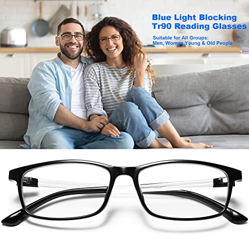 VVDQELLA Blue Light Blocking Reading Glasses Men Anti Glare Scratch Readers Women TR90 Lightweight Frame Computer Glasses (Black 1pc, 0.50)
