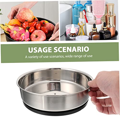 Holibanna 1pc Boxes Rotating Rack Trinket Tray Stainless Steel Container Makeup Pallets Pantry Susan Rotating Rack Household Storage Boxes Non-slip Storage Cases Fruit Containers Food