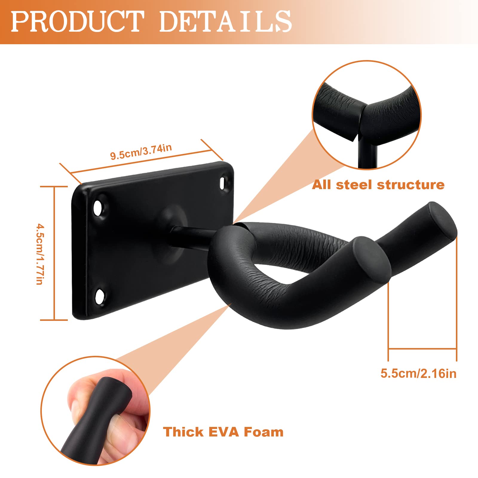 FABTEASQ Skateboard Hanger Skateboard Hooks for Wall Longboard Holder Longboard Wall Mount Hangers for Electric Skateboard,Guitar ,Snowboards,4 Pack