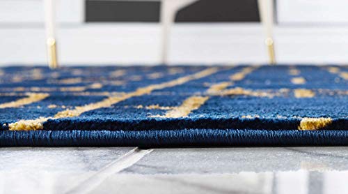 Unique Loom Marilyn Monroe Glam Collection Area Rug - Deco (5' 3' x 8' Rectangle, Navy Blue Gold/ Gold)