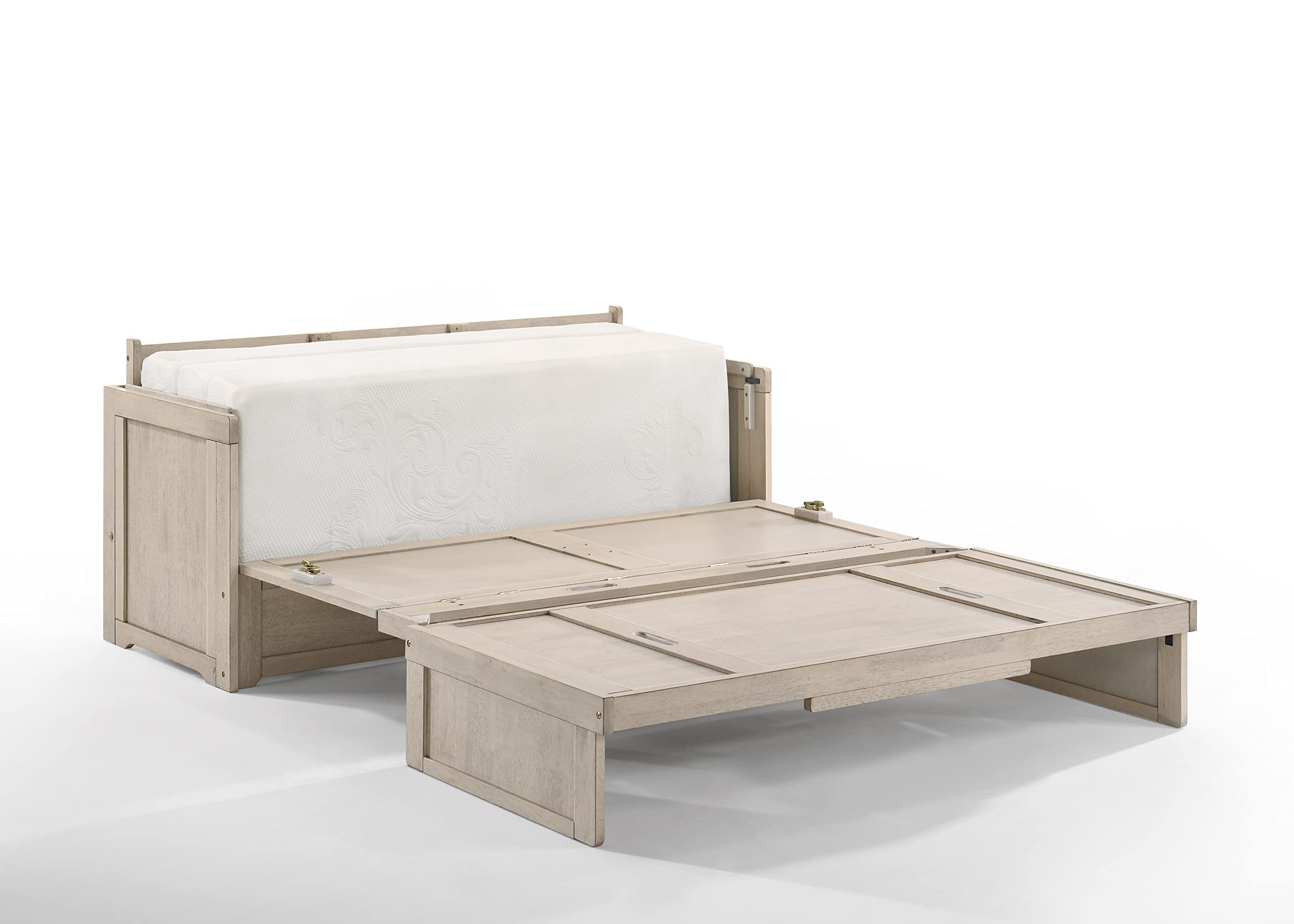 Night & Day Furniture Murphy Cube Cabinet Bed (Vintage White w/Ranchero Hardware, Queen Pre-Assembled)