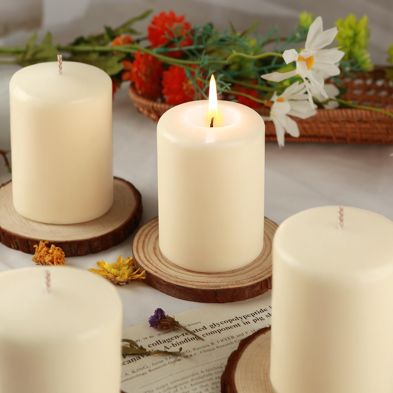 Pillar Candles,6 Count Unscented Pillar Candle,70 Hours Smokeless Pillars Candles Bulk,2.8"x6" Hand-Poured Candles Pillar for Emergency Home Decor Prayer Christmas Party,Ivory