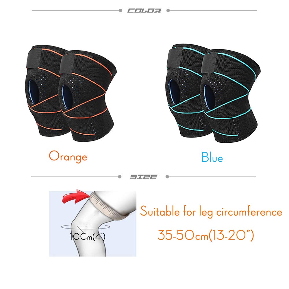 Fay Bless Knee Braces for Knee Pain for Men & Women with Elastic Strap for Running, Hiking, Arthritis, ACL, Meniscus Tear, Sports (1 PCS,Blue)