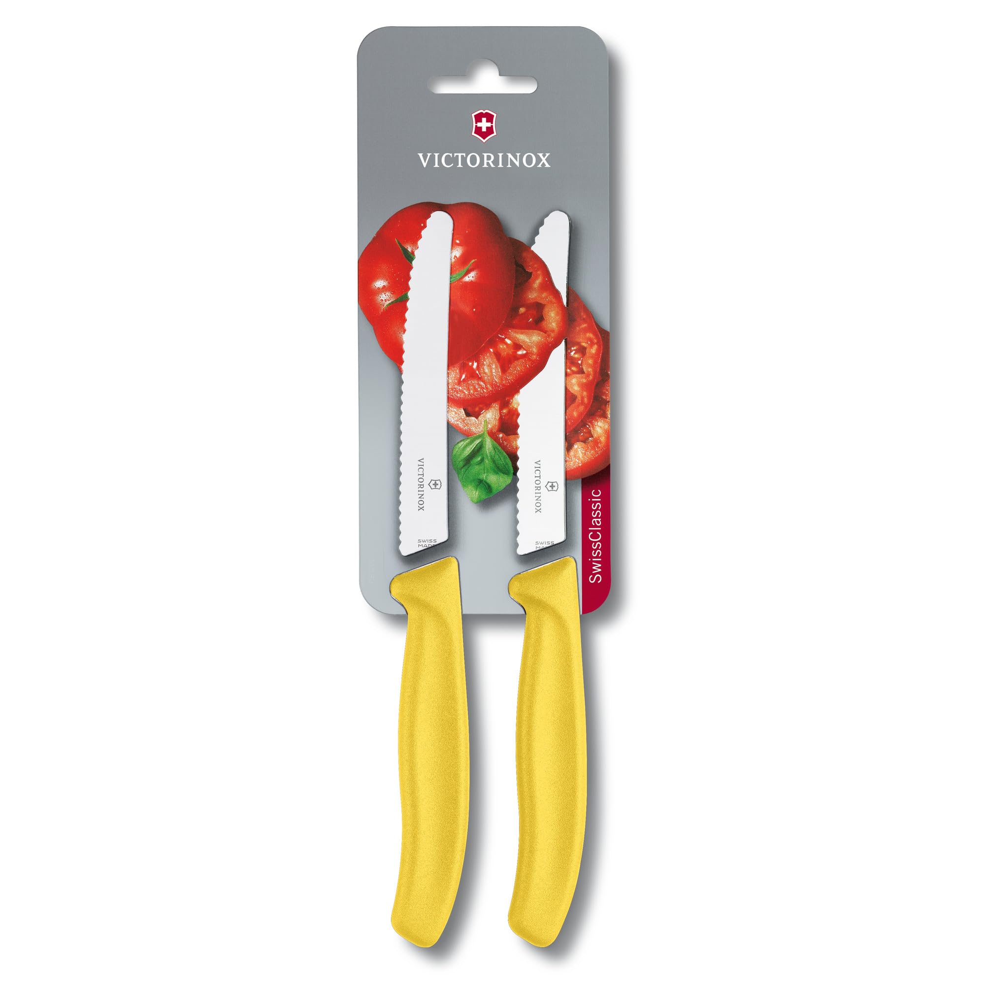 Victorinox 4.5" Utility Knives, Serrated Blade, Yellow, 2 Pieces