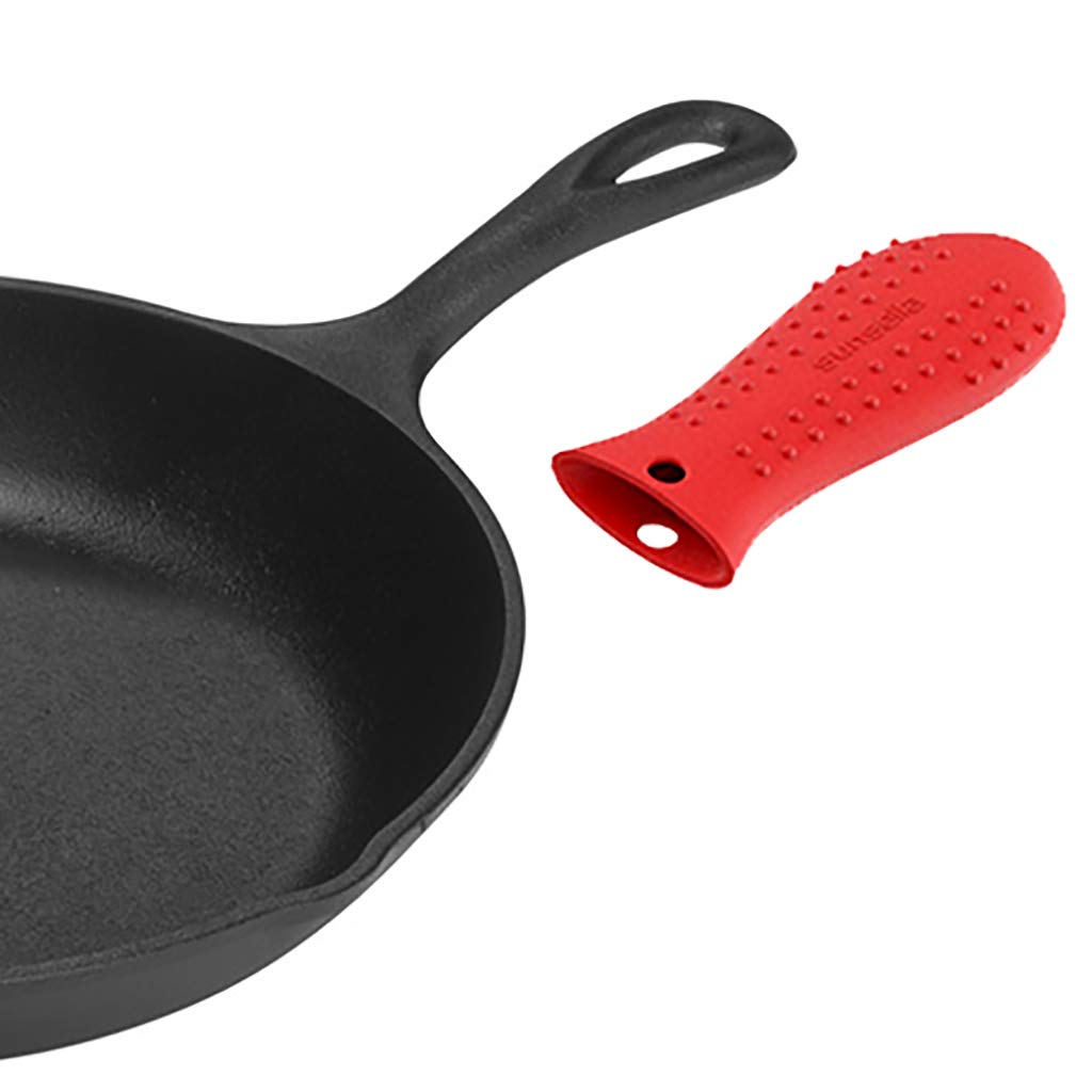 Sunsella Silicone Cast Iron Potholder Set - Hot Handle Holder with 2 x Pan Scrapers & Silicone Hot Pad