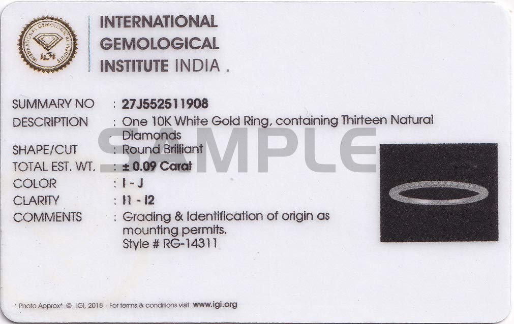FINEROCK 1/10 Carat Diamond Anniversary Ring Band in 10K White Gold (Ring Size 4)