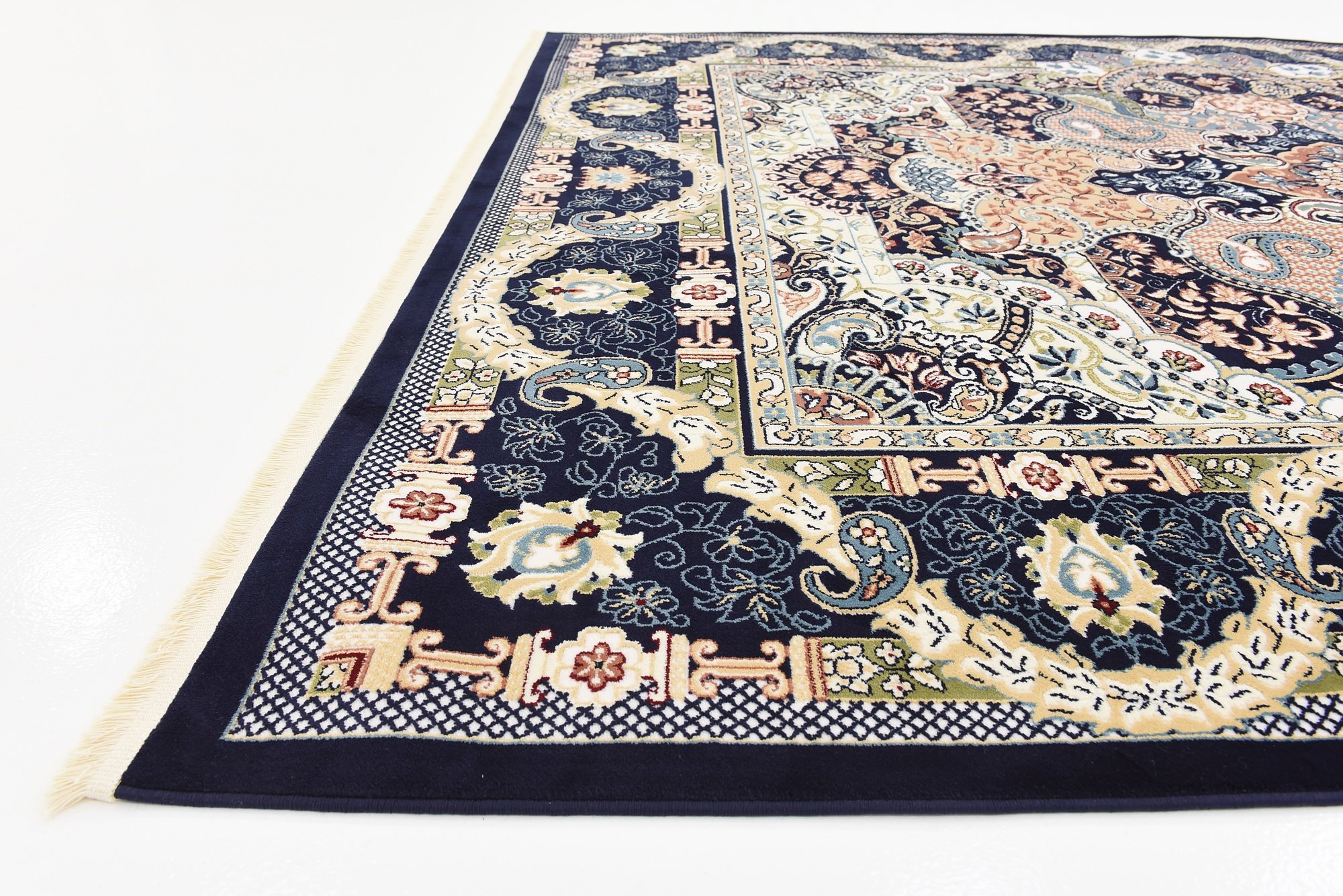 Unique Loom Narenj Collection Classic Traditional Medallion Textured Design Area Rug, 8 x 10 ft, Navy Blue/Blue