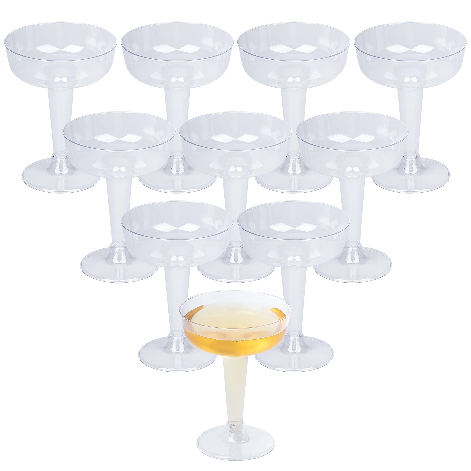 ISKYBOB 18 Pieces Plastic Coupe Glasses Set, Disposable Champagne Glasses Cocktails Cups 120ml / 4oz Clear Champagne Tower Bulk for Wedding, Parties
