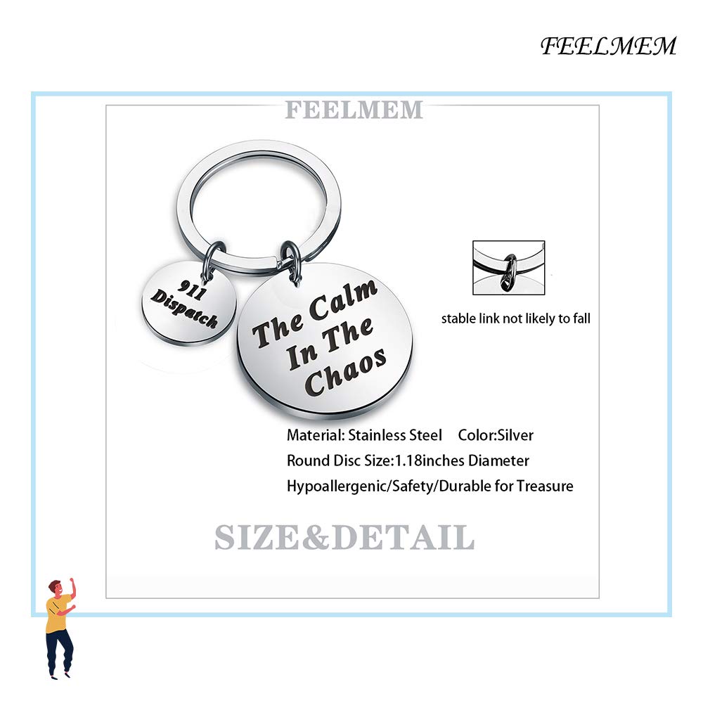 FEELMEM 911 Dispatcher Gift Emergency Operator Responder Gift The Calm in The Chaos Dispatch Keychain Gift for 911 Operator Police Emergency Dispatcher (key-911)