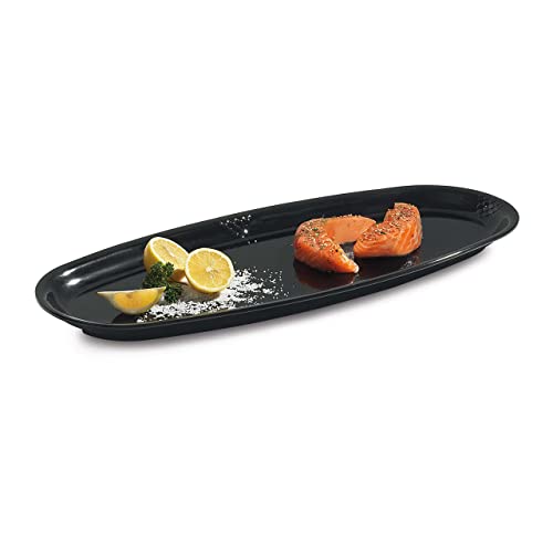 G.E.T. OP-2410-BK Black 24" x 10.25", Oval Platter, Break Resistant Dishwasher Safe Melamine Plastic, Black