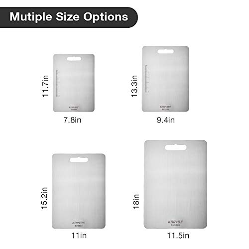 KORVOS 304 Food-Grade Stainless Steel Cutting Boards for Kitchen, Butcher Block Board for Meat, Cheese, Vegetable, Heavy Duty Chopping Board, Easy to Clean