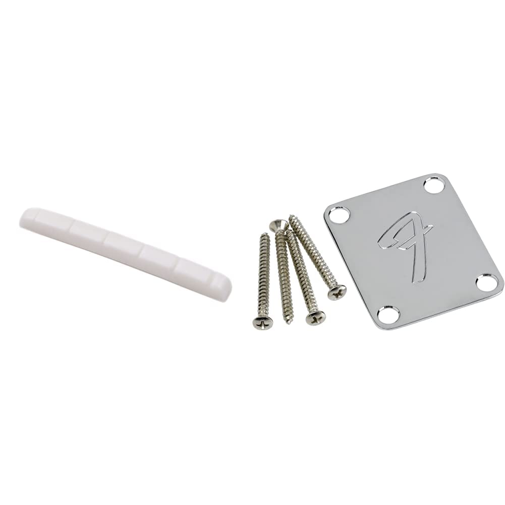 Fender Vintage Style Stratocaster/Telecaster Electric Guitar Pre-Slotted Bone Nut & F Neckplate Chrome