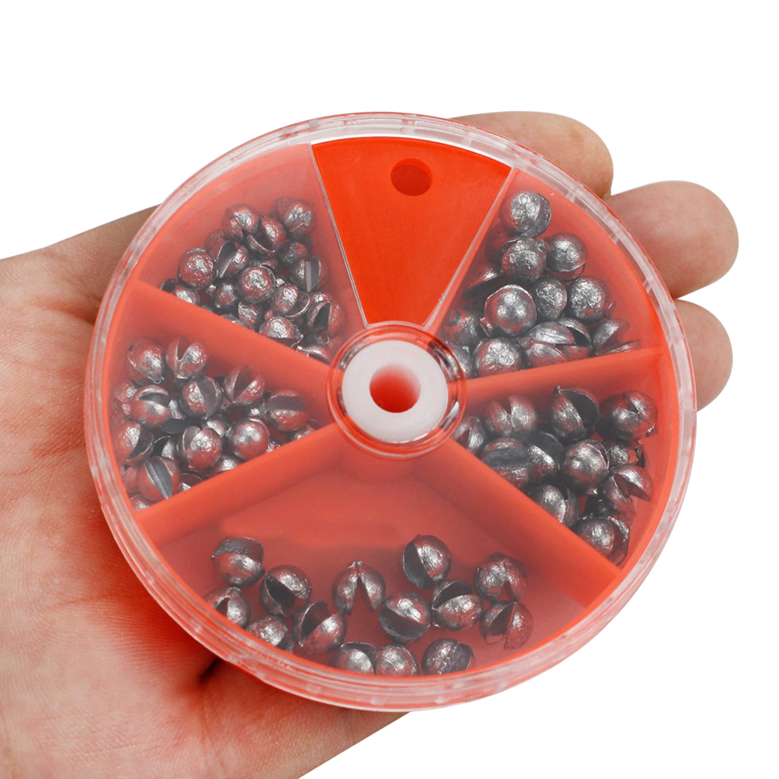 Fishing Weight Sinkers 5 Sizes Weights 1/56 1/35 1/28 1/19 1/14oz 100Pcs Round Split Shot Sinker Removable Egg Lead Assortment