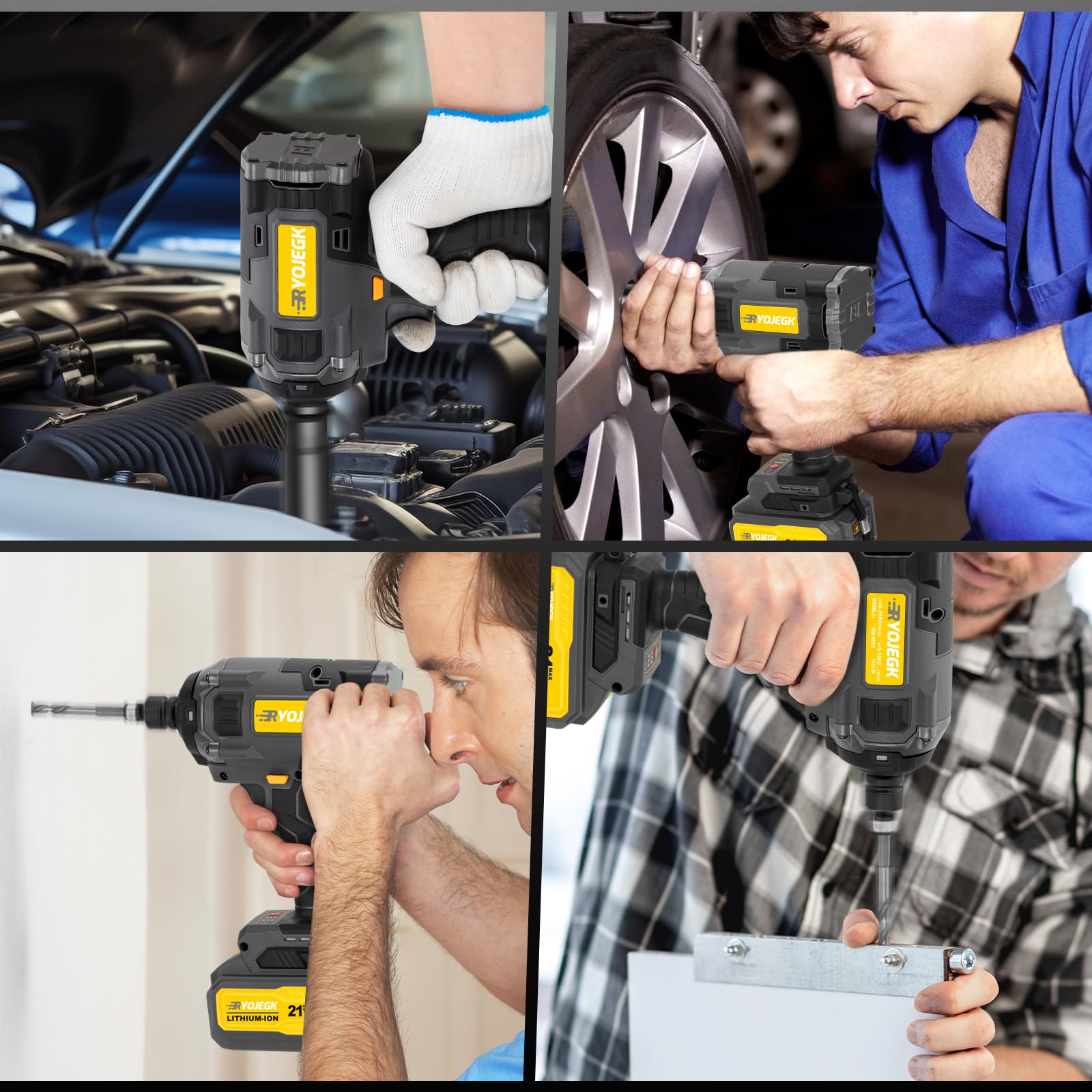 RYOJEGK 900Nm Cordless Impact Wrench,664FT-lbs High Torque Bru